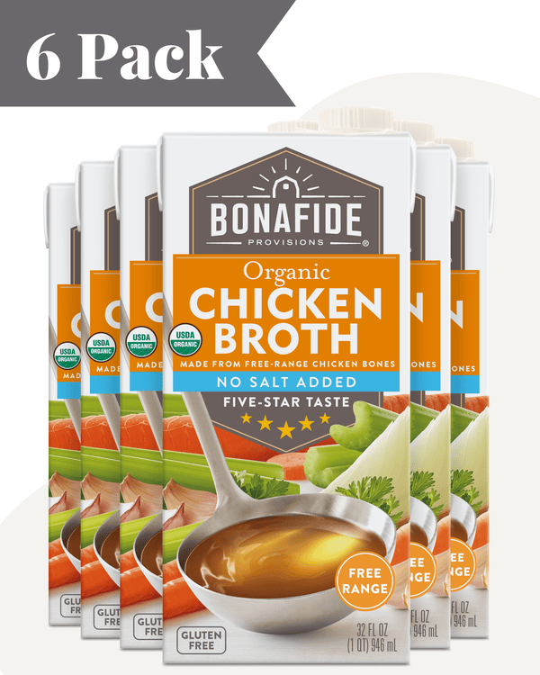 6 Pack Organic Chicken Broth - No Salt Added